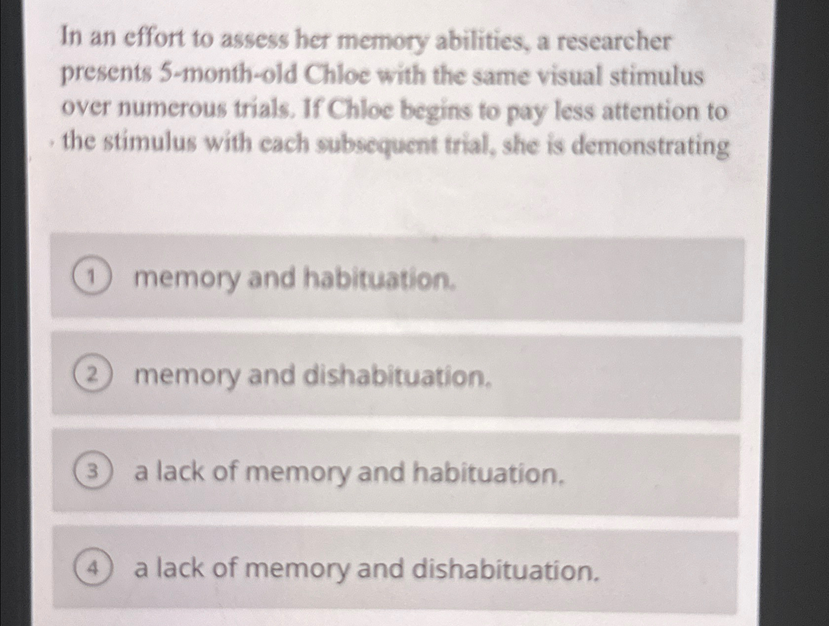 Solved In an effort to assess her memory abilities, a | Chegg.com