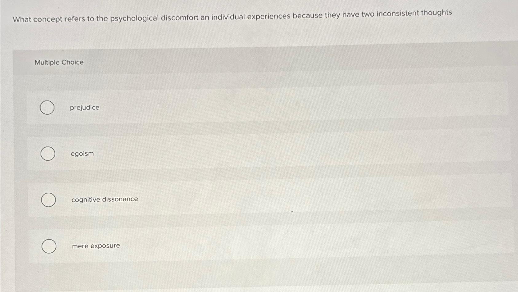 Solved What concept refers to the psychological discomfort | Chegg.com