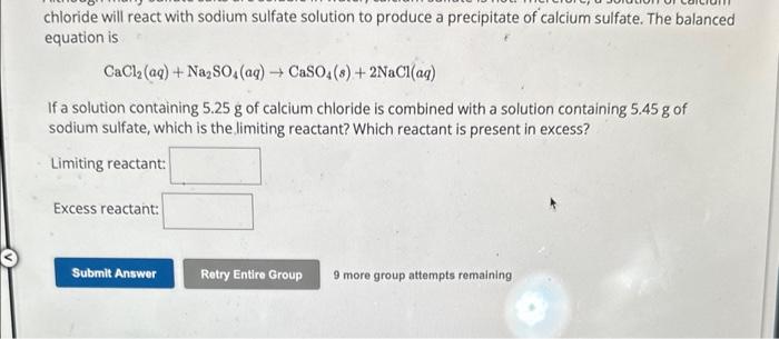Solved chloride will react with sodium sulfate solution to | Chegg.com