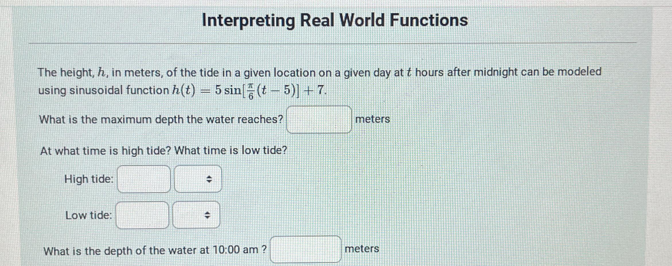 Solved Interpreting Real World FunctionsThe height, h, ﻿in | Chegg.com