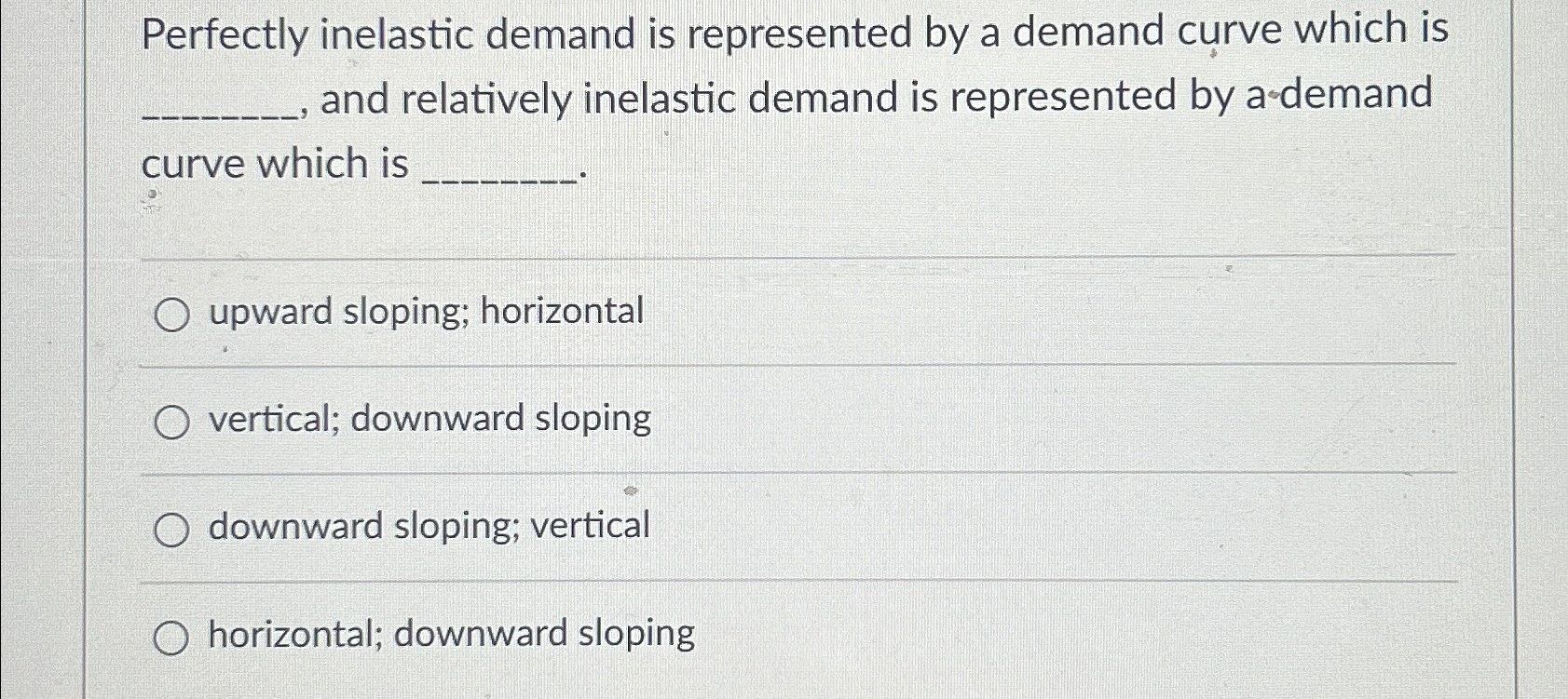 Solved Perfectly inelastic demand is represented by a demand | Chegg.com