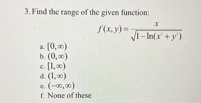 Solved Find the range of the given | Chegg.com