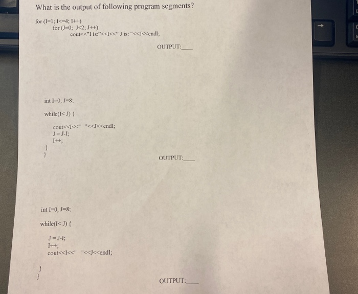 Solved What is the output of following program segments? | Chegg.com
