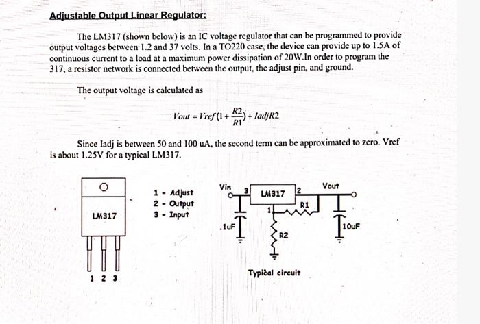 Solved lab: linear voltage regulatorsplease show and do all | Chegg.com