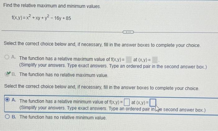 Solved Find the relative maximum and minimum values. | Chegg.com