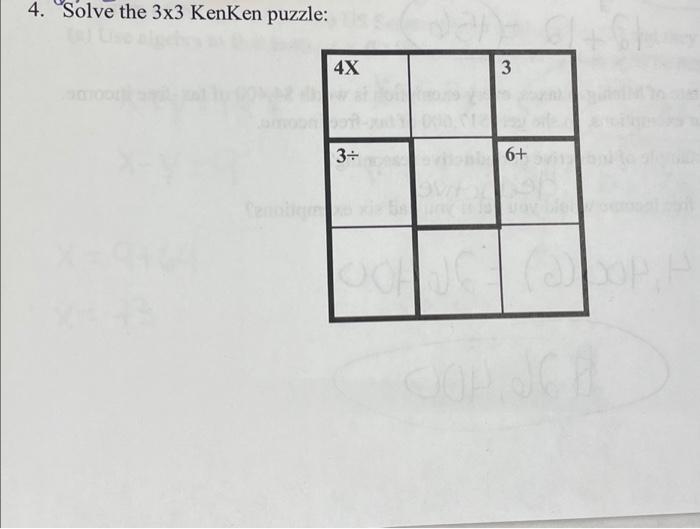 Solved 4. Solve the 3×3 KenKen puzzle: | Chegg.com