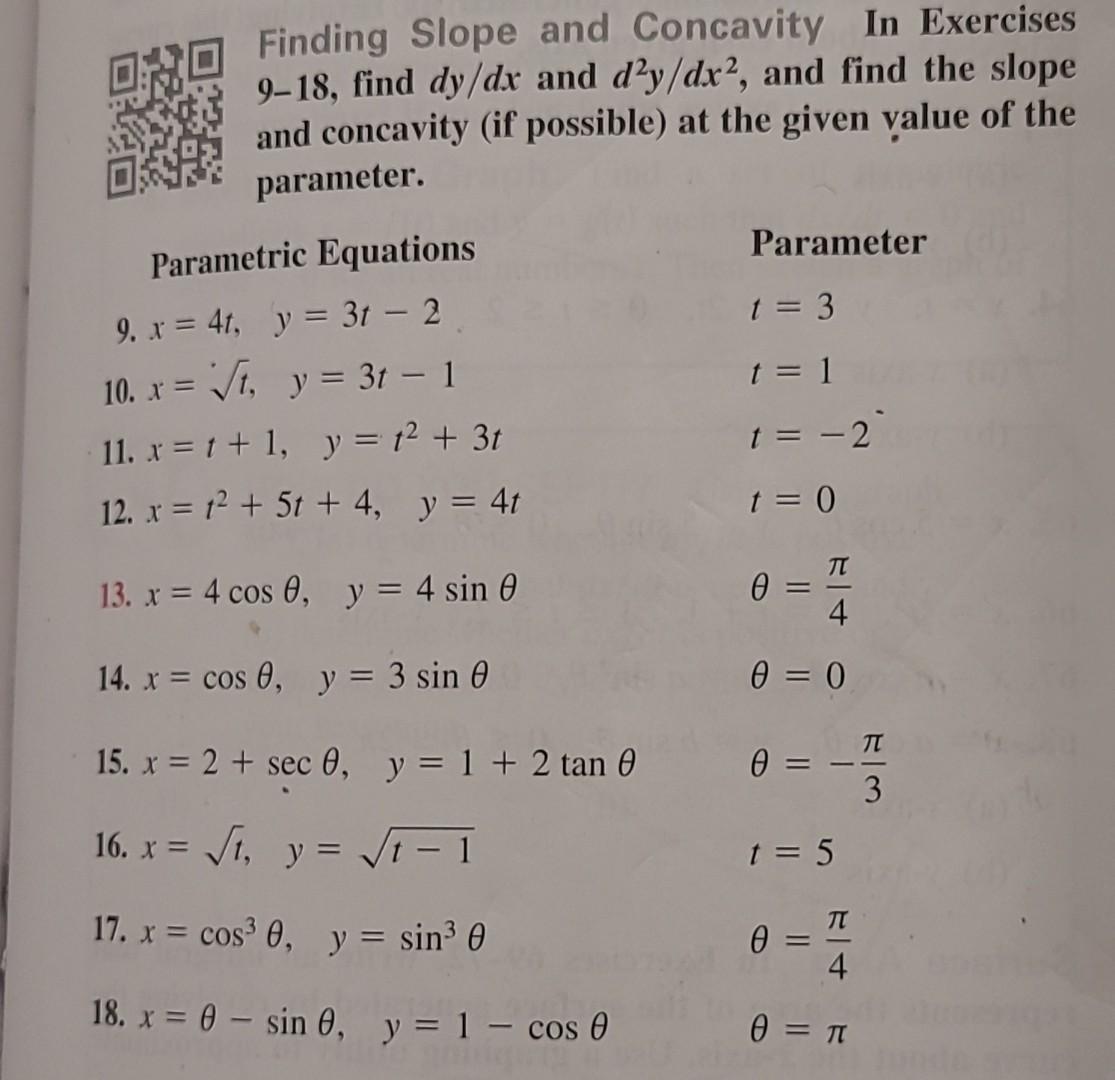 Solved Finding Slope and Concavity In Exercises 9-18, find | Chegg.com