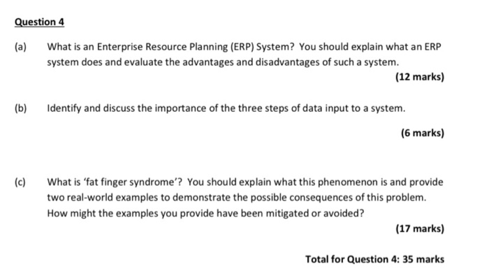 Question 4 (a) What is an Enterprise Resource | Chegg.com