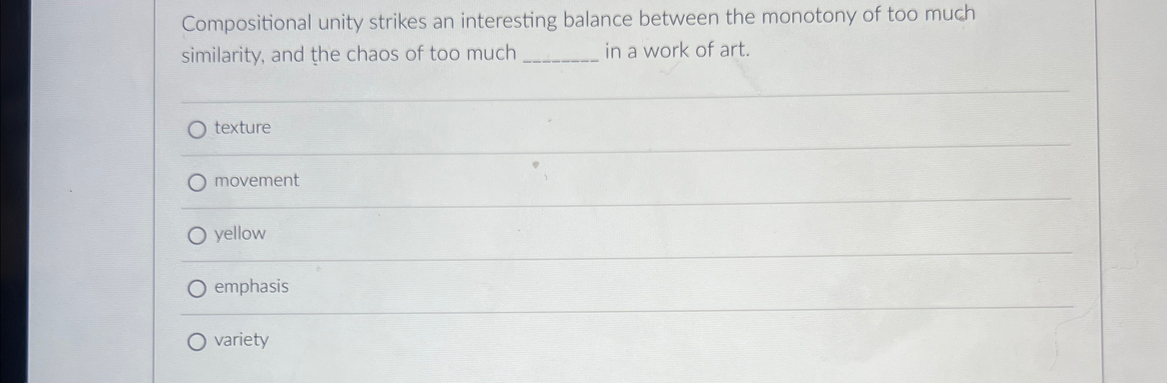 Solved Compositional unity strikes an interesting balance | Chegg.com