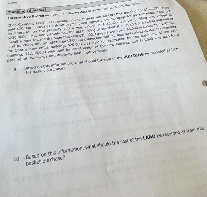 Solved Name: Thinking ( 8 marks) Interpretive Exercises - | Chegg.com