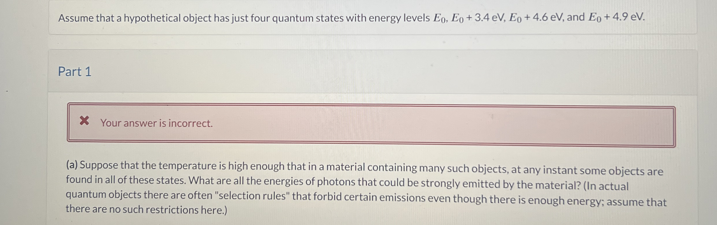 Solved Assume that a hypothetical object has just four | Chegg.com