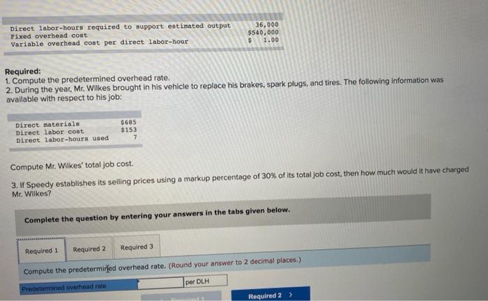 Solved Direct labor-hours required to support estimated | Chegg.com