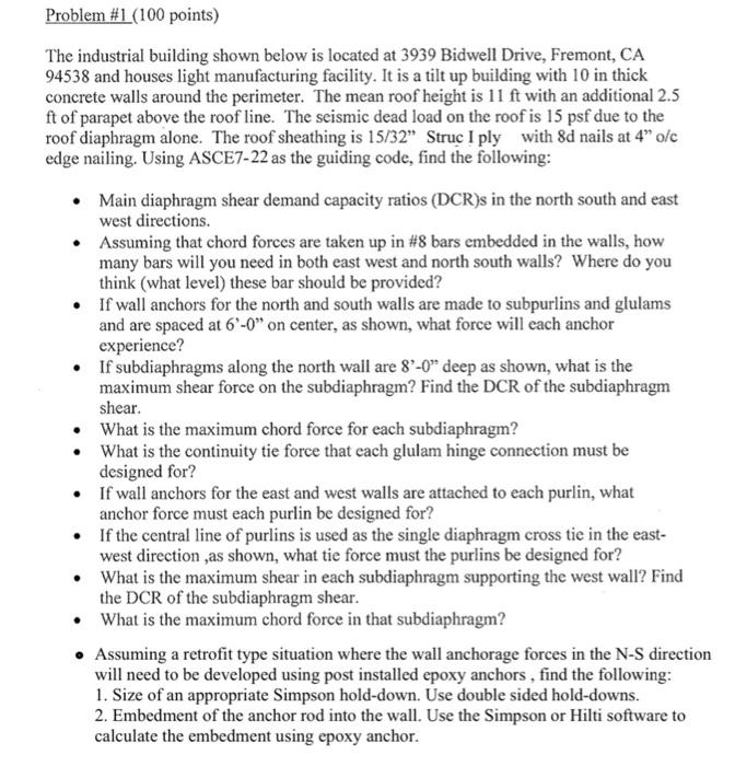 Solved Problem \#1 (100 points) The industrial building | Chegg.com