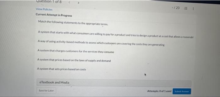 Solved Current Attempt in Progress Match the following | Chegg.com