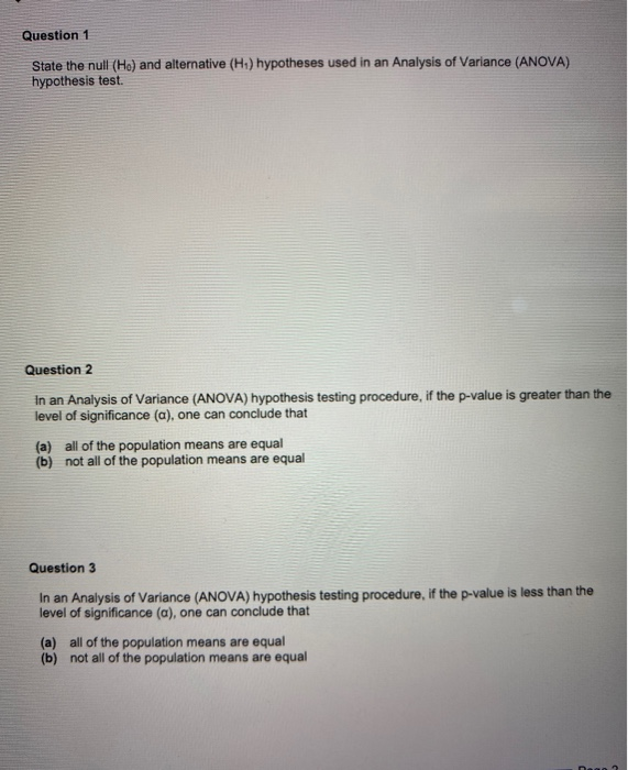 Solved Question 1 State the null (Ho) and alternative (H1) | Chegg.com
