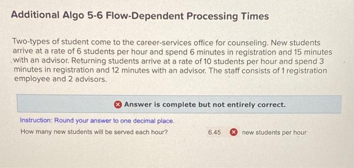 Solved Additional Algo 5-6 Flow-Dependent Processing Times | Chegg.com