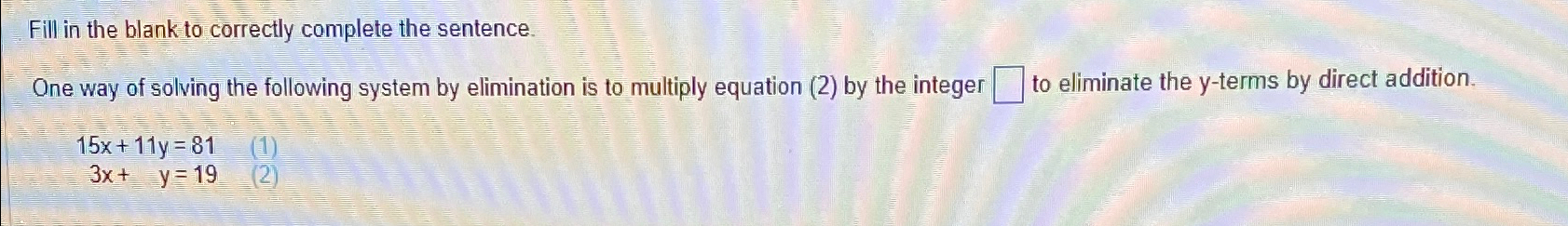 Solved Fill in the blank to correctly complete the | Chegg.com