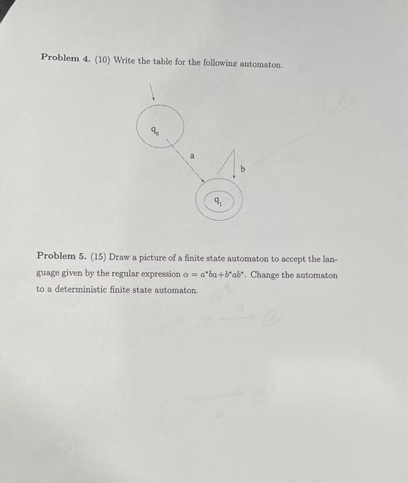 Problem 4. (10) Write the table for the following | Chegg.com
