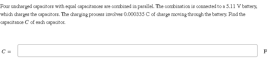 Solved Four uncharged capacitors with equal capacitances are | Chegg.com