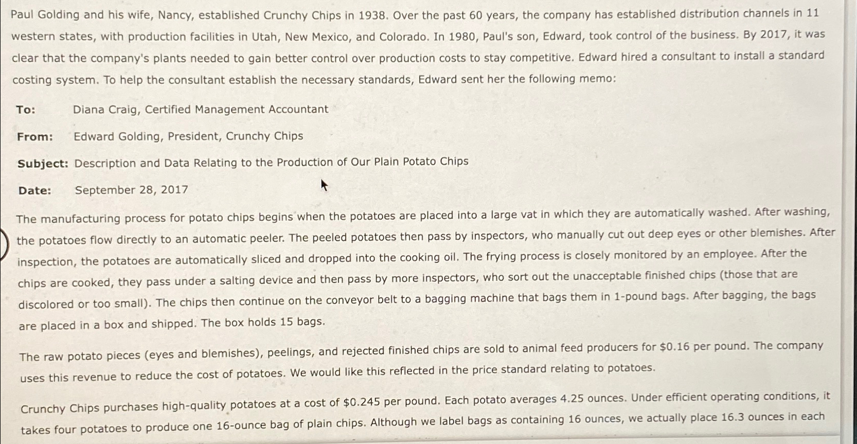 Solved Paul Golding and his wife, Nancy, established Crunchy | Chegg.com