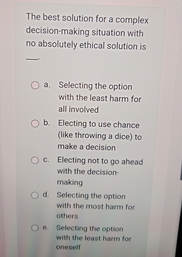 Solved The best solution for a complex decision-making | Chegg.com
