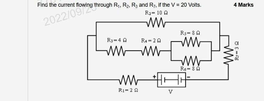 Solved Find the current flowing through R1,R2,R3 and R7, if | Chegg.com