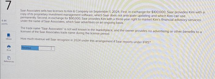 Solved Saar Associates sells two licenses to Kim \& Company | Chegg.com