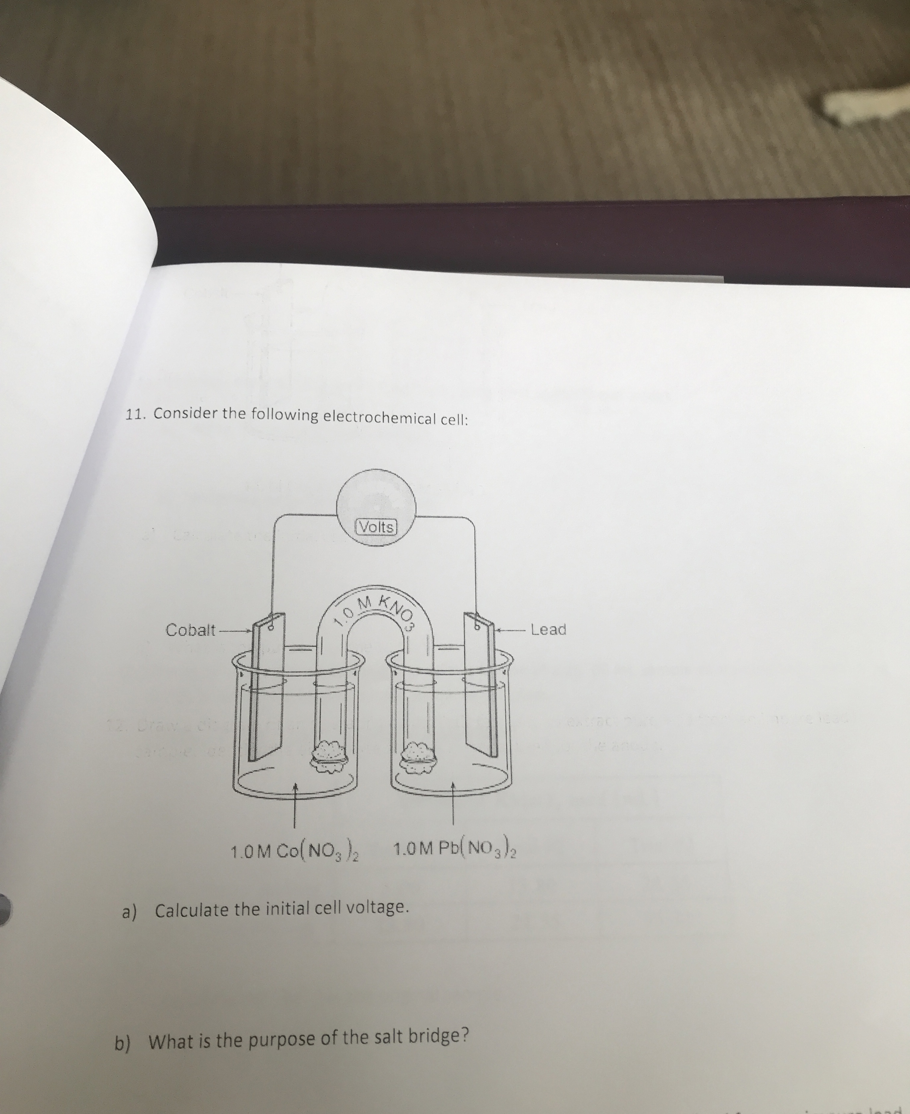 Solved Consider the following electrochemical cell:a) | Chegg.com
