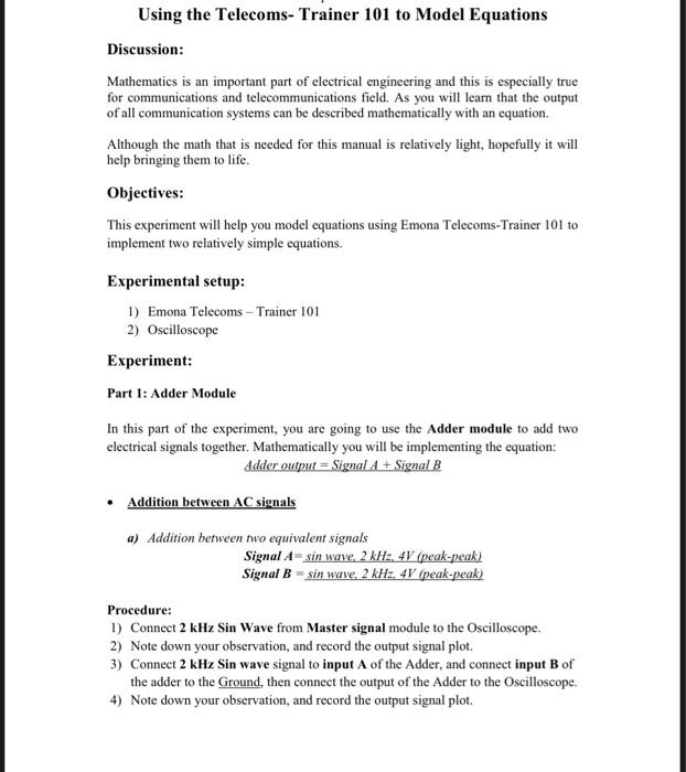 Solved re-write the objectives and discussion- write the | Chegg.com