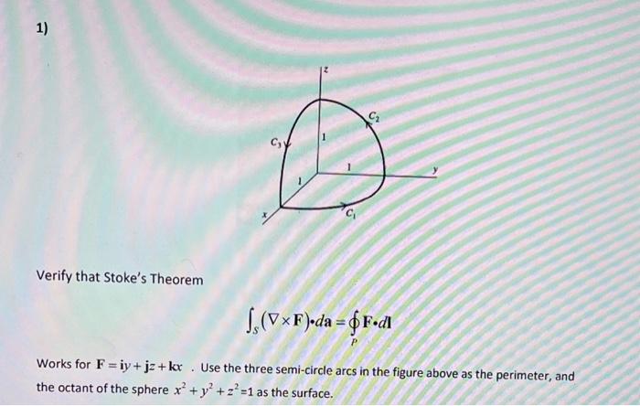 Solved Verify that Stoke's Theorem ∫S(∇×F)⋅da=∮PF⋅dl Works | Chegg.com