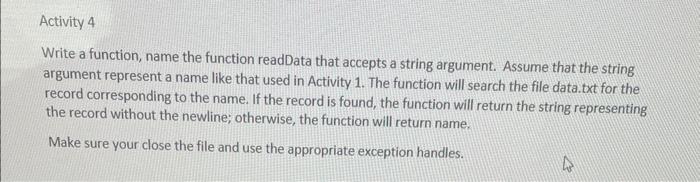 Solved Write a function, name the function readData that | Chegg.com