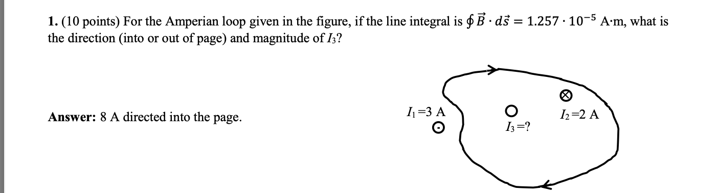 Solved (10 ﻿points) ﻿For the Amperian loop given in the | Chegg.com