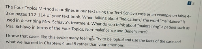 Solved The Four-Topics Method is outlines in our text using | Chegg.com