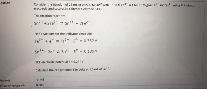 Solved estion Consider the titration of 25 mL of 0.0500 m | Chegg.com