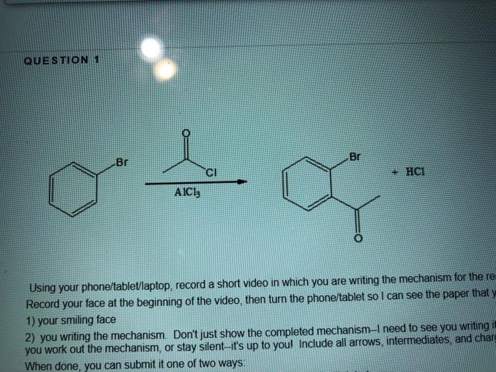Solved QUESTION 1 Br Br CI + HCl AlCl3 Using your | Chegg.com