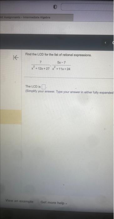 Solved Find the LCD for the list of rational expressions. | Chegg.com