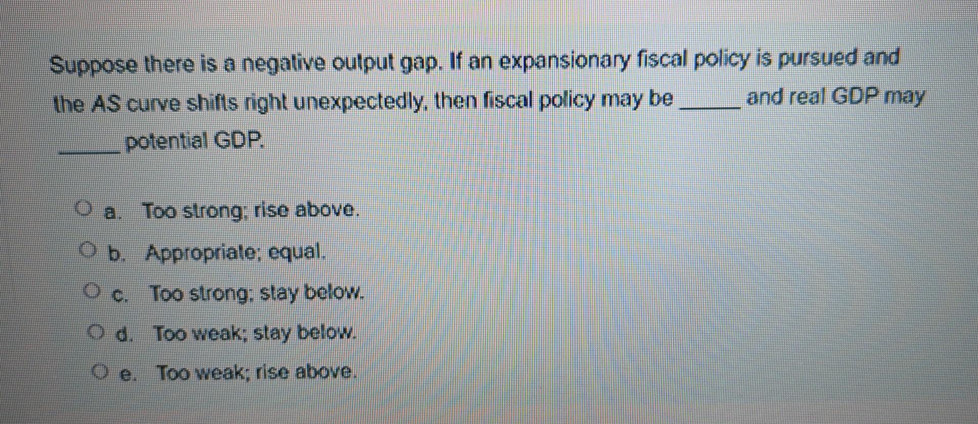 Solved Suppose there is a negative output gap. If an | Chegg.com