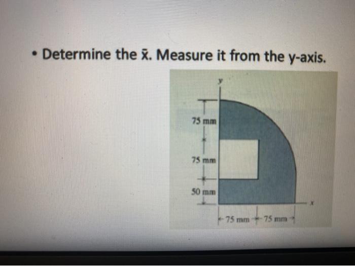 Solved • Determine the X. Measure it from the y-axis. 75 mm | Chegg.com
