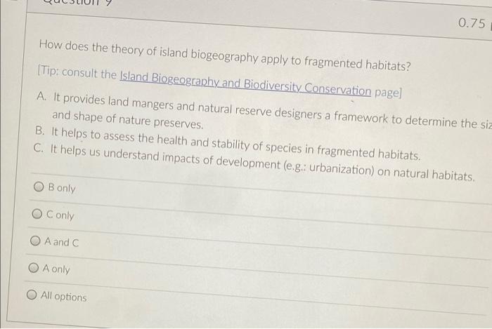 Solved How does the theory of island biogeography apply to | Chegg.com