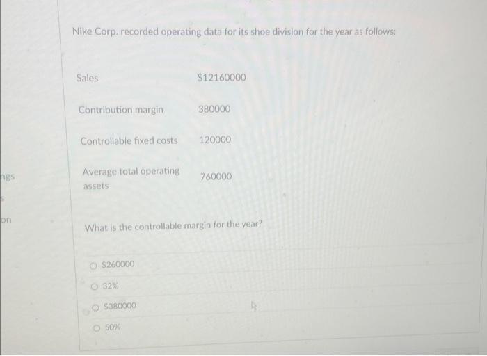 Solved Nike Corp. recorded operating data for its shoe | Chegg.com