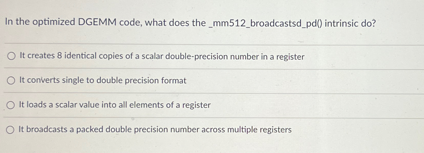 Solved In the optimized DGEMM code, what does the | Chegg.com