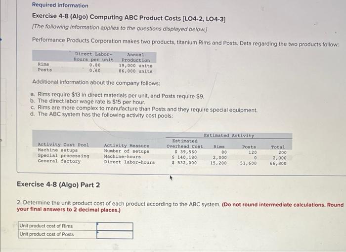 Solved Required information Exercise 4-8 (Algo) Computing | Chegg.com
