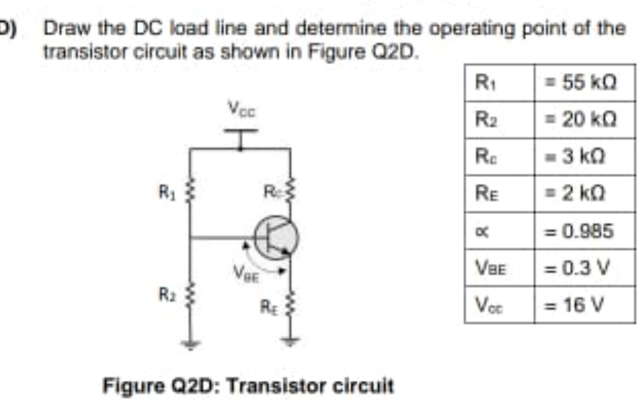 Solved b) Draw the DC load line and determine the operating | Chegg.com