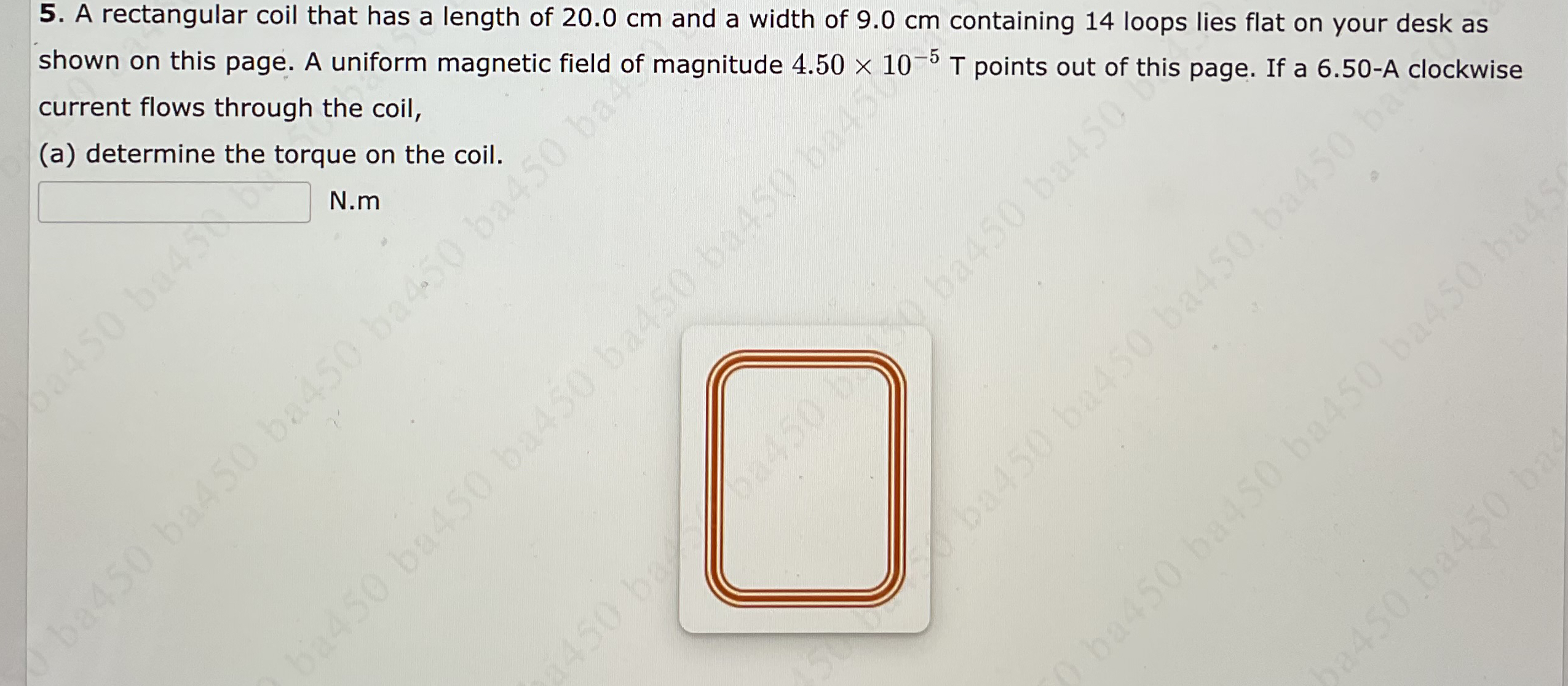 Solved A rectangular coil that has a length of 20.0cm ﻿and a | Chegg.com