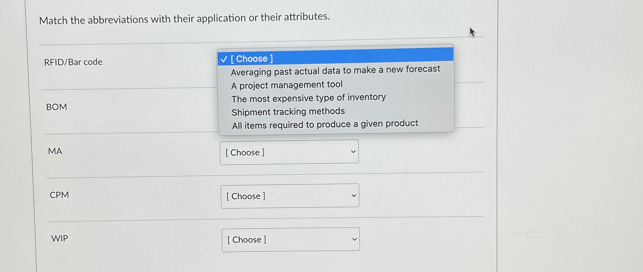 Solved Match the abbreviations with their application or | Chegg.com