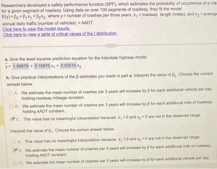Solved Researchers developed a safety performance function | Chegg.com