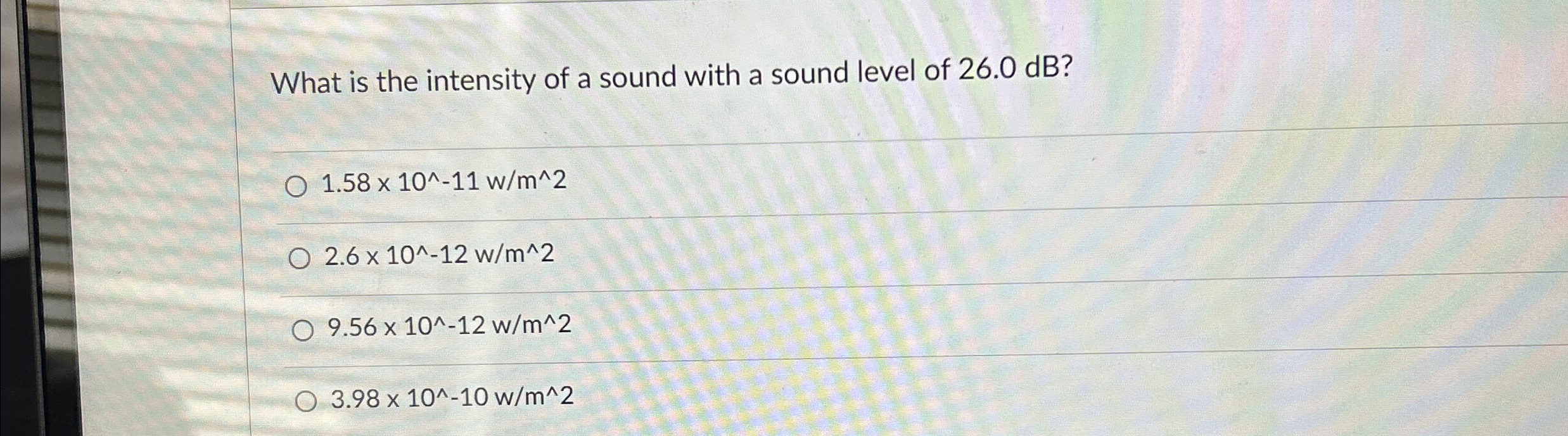 Solved What is the intensity of a sound with a sound level | Chegg.com