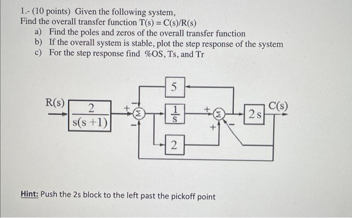 Solved 1.- (10 points) Given the following system, Find the | Chegg.com