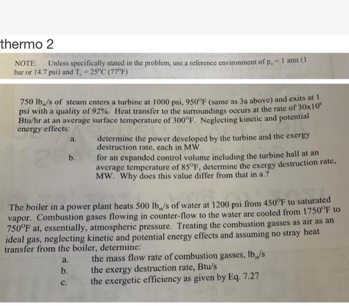 Solved thermo 2 NOTE: Unless specifically stated in the | Chegg.com