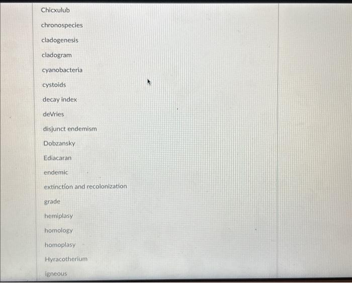Solved Chicxulub chronospecies cladogenesis cladogram | Chegg.com